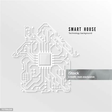 스마트 홈 기술 배경입니다 스마트 하우스 컨셉 3d 종이 회로 벡터 일러스트 0명에 대한 스톡 벡터 아트 및 기타 이미지 0명 3차원 형태 Cpu Istock