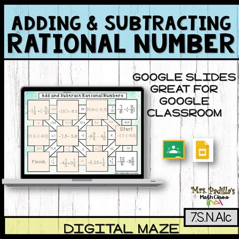 Adding And Subtracting Rational Numbers Digital Printable Maze
