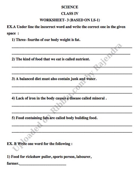 Cbse Class 4 Science Worksheets