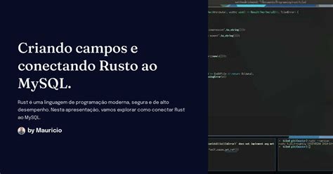 Criando Campos E Conectando Rusto Ao Mysql