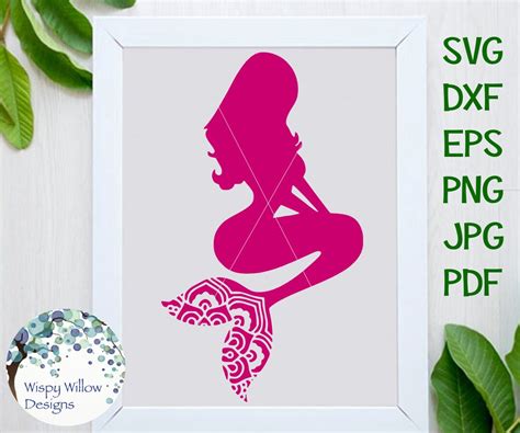 Mermaid Mandala Svg For Cricut Summer Beach Mandala Silhouette Pretty