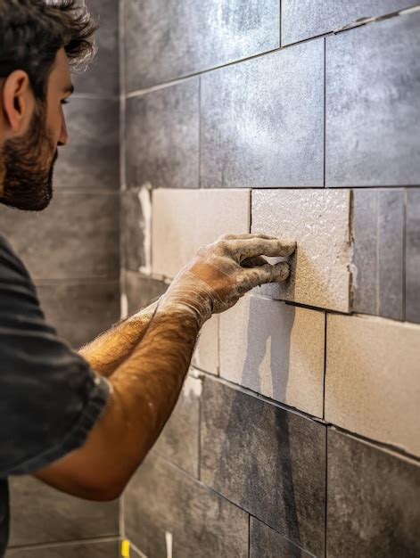 Person Tiling A Backsplash In The Kitchen Premium Ai Generated Image
