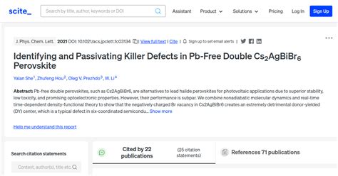 Identifying And Passivating Killer Defects In Pb Free Double Cs 2 Agbibr 6 Perovskite