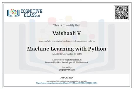 Completed Machine Learning With Python Course By Ibm Vaishaali V