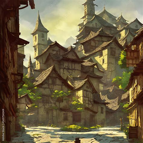 Suburb Cluster Medieval 01 Background For Level Design Rpg And Indie Games Ai Stock