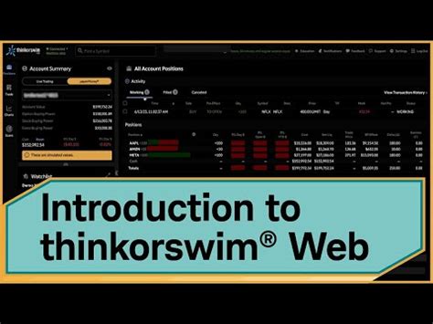 Introduction To Thinkorswim Web YouTube