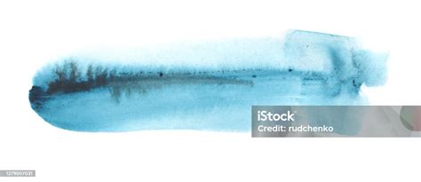 추상 수채화 브러시 스트로크는 배경을 그린 텍스처 페이퍼 블루 톤 격리 수평 긴 포스터 인사말 카드 웹 사이트 배너 초대 수채화 물감에 대한 스톡 사진 및 기타 이미지