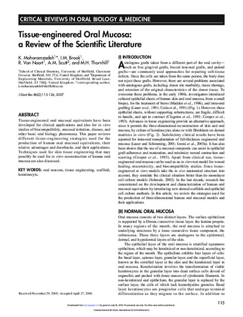 Pdf Tissue Engineered Oral Mucosa A Review Of The Scientific Literature