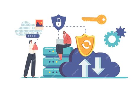 Premium Vector Cloud Data Safety Information Protection In Internet Concept Tiny Characters