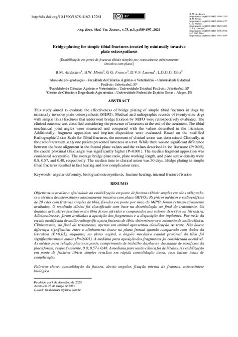 Pdf Bridge Plating For Simple Tibial Fractures Treated By Minimally