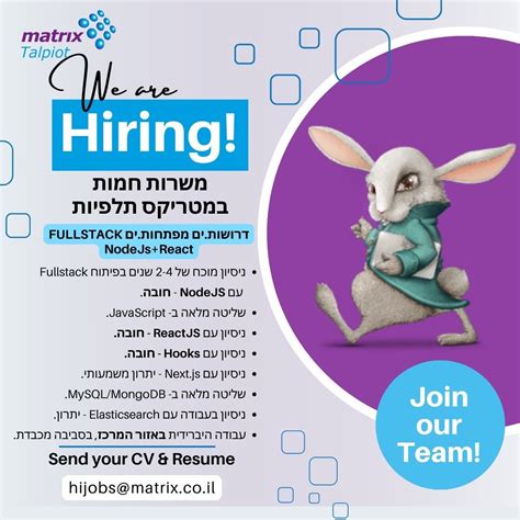 Aliza Oz Pipman On Linkedin Matrix Wehiring Wearehiring Nodejs Nodejsdevelopers Reactjs
