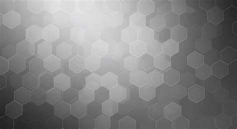 Geometric Pattern Featuring Interlocking Hexagons In Varying Shades Of Grey Stock Illustration