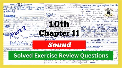 Part 2 10th Physics Chapter 11 Sound Solved Exercise Review Questions Handwritten