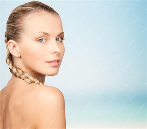 Premium Photo Beauty People And Body Care Concept Beautiful Young Woman With Bare Shoulders