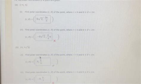 i Find polar coordinates r θ of the point where Chegg