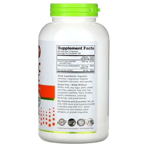 NutriBiotic, Immunity, витамины C + D3 и цинк, 250 капсул – отзывы ...