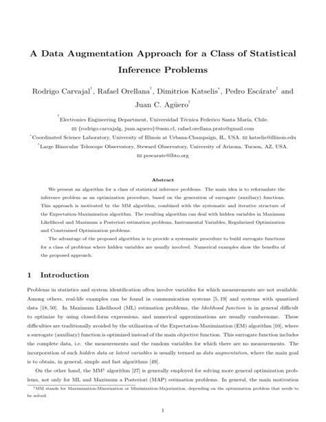 A Data Augmentation Approach For A Class Of Statistical Inference Problems
