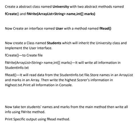 Solved Create A Abstract Class Named University With Two