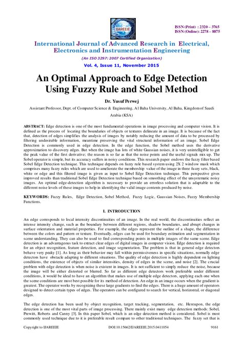 Pdf An Optimal Approach To Edge Detection Using Fuzzy Rule And Sobel Method