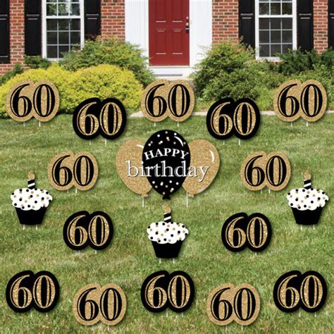 The Party Aisle™ Adult 60th Birthday Gold Lawn Decorations Outdoor