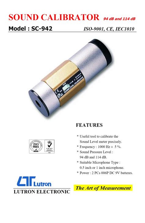 Analog Sound Calibrator Accuracy 0 1 Model Name Number Sc 942 At ₹ 12700 Piece In Lucknow