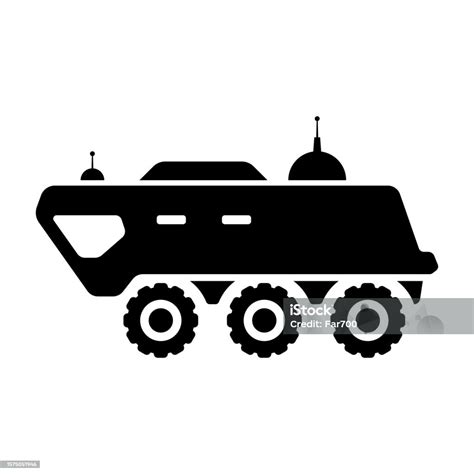 트럭 화성 로버 아이콘입니다 블랙 실루엣 측면도 벡터 간단한 평면 그래픽 그림입니다 흰색 배경에 격리된 개체입니다 격리 로봇에