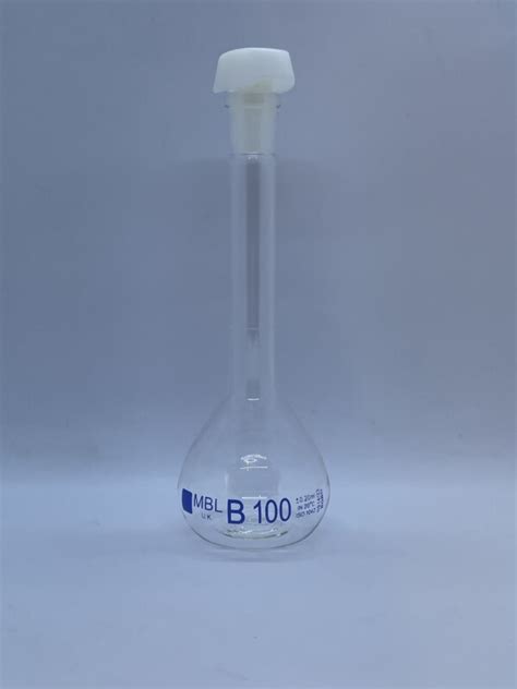 Mbl® Volumetric Flask With Stopper Class B 100ml Lab Manchester