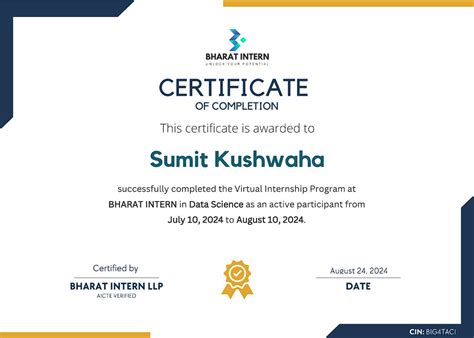 Sumit Kushwaha On Linkedin Datascience Internship Completion