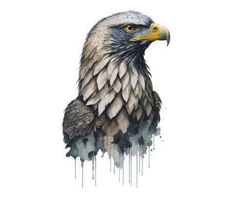 Картина птицы с желтым глазом и черно белым фоном Премиум векторы