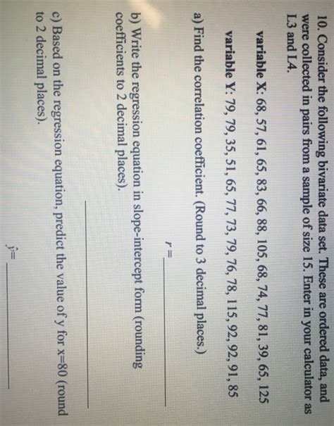 Solved Consider The Following Bivariate Data Set These Are Chegg