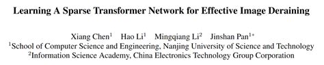 【cvpr2023】learning A Sparse Transformer Network For Effective Image Deraining 知乎