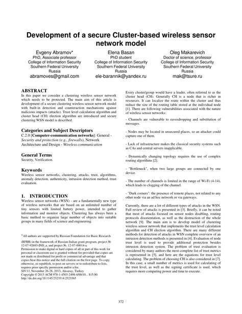 pdf development of a secure cluster based wireless sensor network model