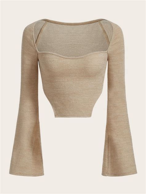 Shein Ezwear Square Neck Asymmetrical Hem Crop Tee Shein