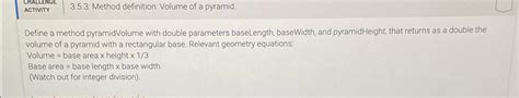 Solved ACTIVITY Method Definition Volume Of A Chegg