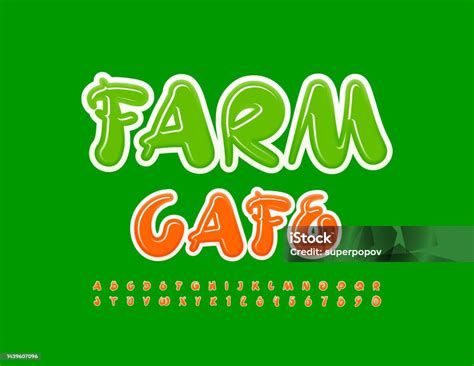 벡터 비즈니스 로고 독특한 스타일의 농장 카페 알파벳 문자와 숫자 건강한 식생활에 대한 스톡 벡터 아트 및 기타 이미지 건강한 식생활 그래픽 프린트 농가 Istock