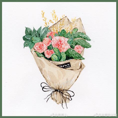 送你九束花💐愿你天天好心情 绘画