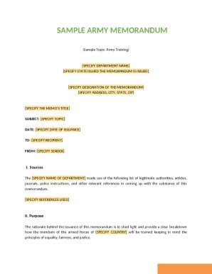 Army Training Memorandum Doc Template PdfFiller