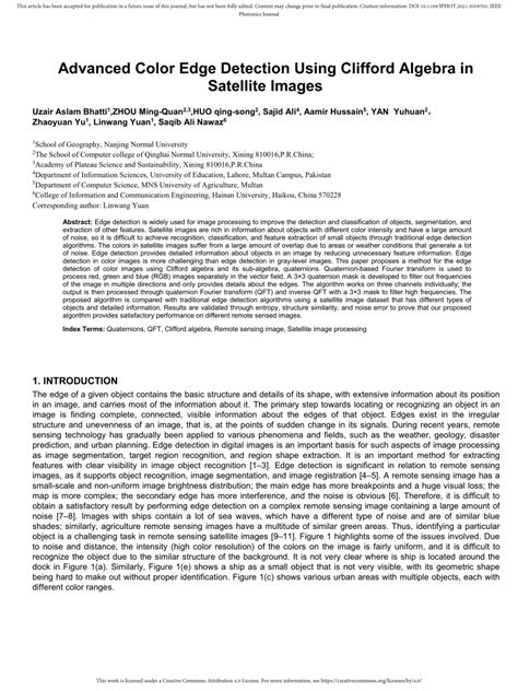 Pdf Advanced Color Edge Detection Using Clifford Algebra In Satellite