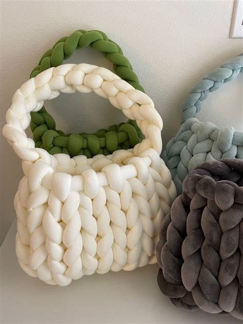 Chunky Bag Knit Bag Tote Chunky Knit Bag Handmade Shoulder Bag