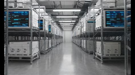 High Tech Data Center Rows Featuring Server Racks And Consoles Generative Ai Stock Footage