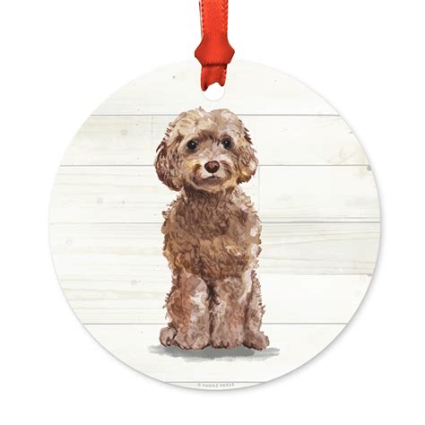 Champagne Tan Cockapoo With Santa Hat Includes Ribbon And T Bag