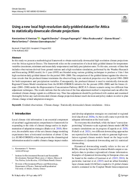 Pdf Using A New Local High Resolution Daily Gridded Dataset For Attica To Statistically