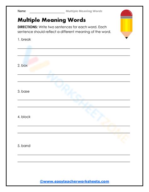 sentence with multiple words 1 worksheet