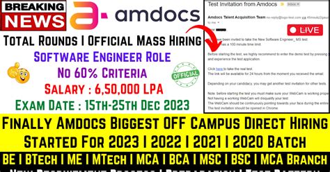 Amdocs Started Off Campus Direct Hiring 2023 As Security Test Engineer