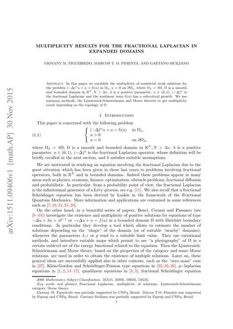Pdf Multiplicity Results For The Fractional Laplacian In Expanding Domains