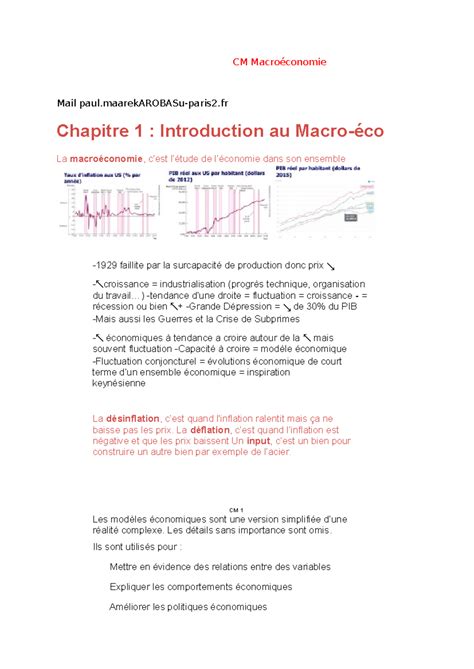 Cm Macroéconomie Cours Cm Macroéconomie Mail Paulmaarekarobasu Paris2 Chapitre 1