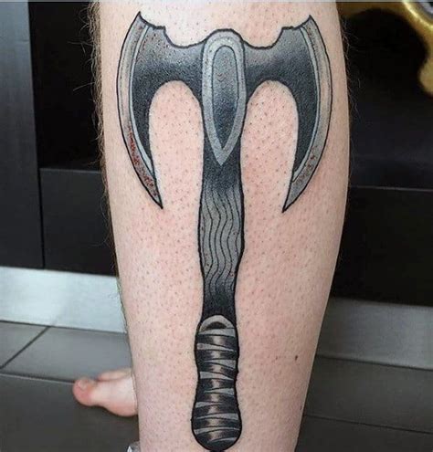 Double Sided Axe Tattoo