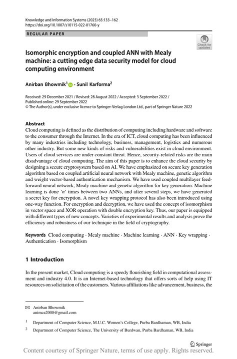 isomorphic encryption and coupled ann with mealy machine a cutting edge data security model for