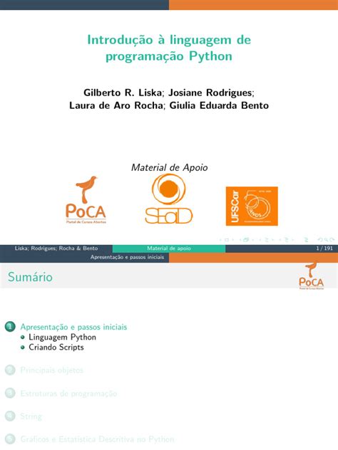 Slides Da Apresentação Curso Python Pdf Python Linguagem De