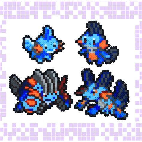 Pokemon Linha Evolutiva Mudkip Marshtomp Swampert Mega Swampert Chaveiro Imã Ou Broche Pixel